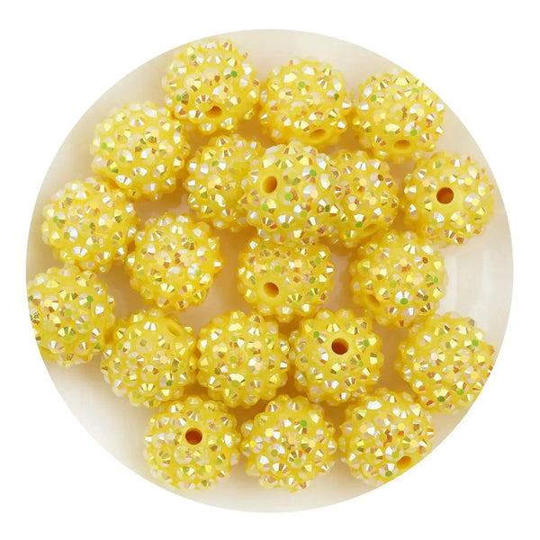Acrylic Round String Bubblegum Bling Beads - Yellow | Bulk Prices